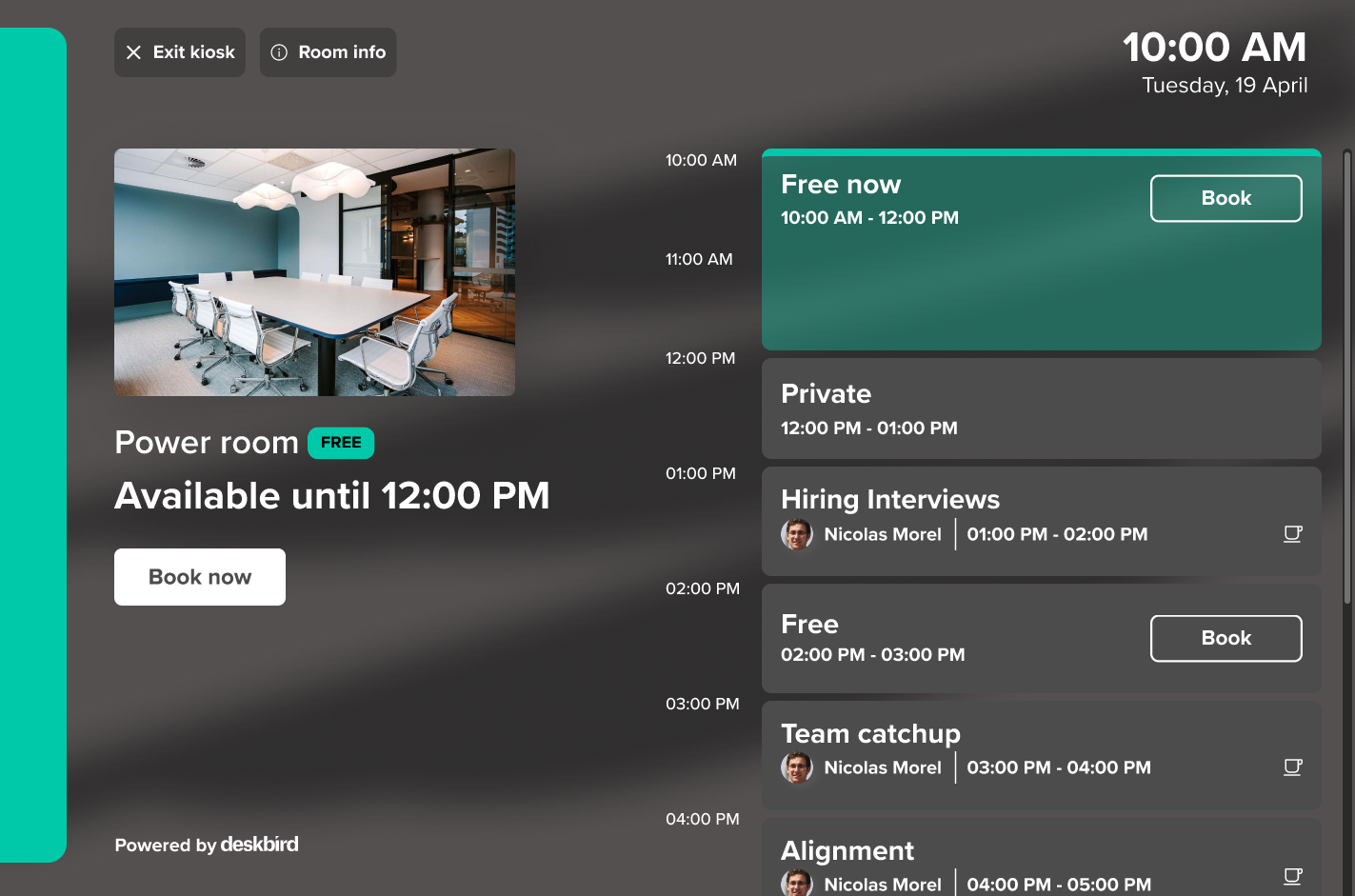 Kiosk-Modus für Meetingräume – deskbird